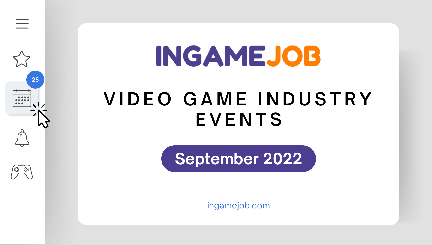 Video Game Industry Events. September 2022 - Boost InGame Job